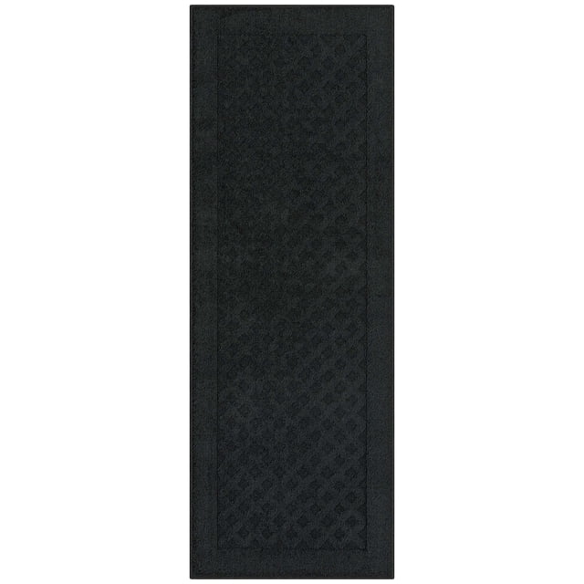 Mainstays Dylan Solid Diamond Olefin Black Indoor Runner Rug, 1'9"x5 ...