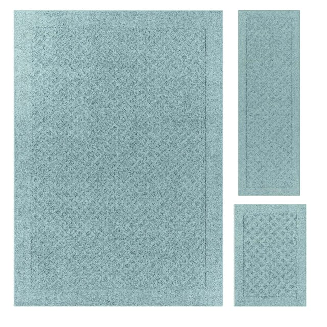 Mainstays Dylan Solid Diamond Olefin Blue Indoor Area Rug Set, 3 Piece ...