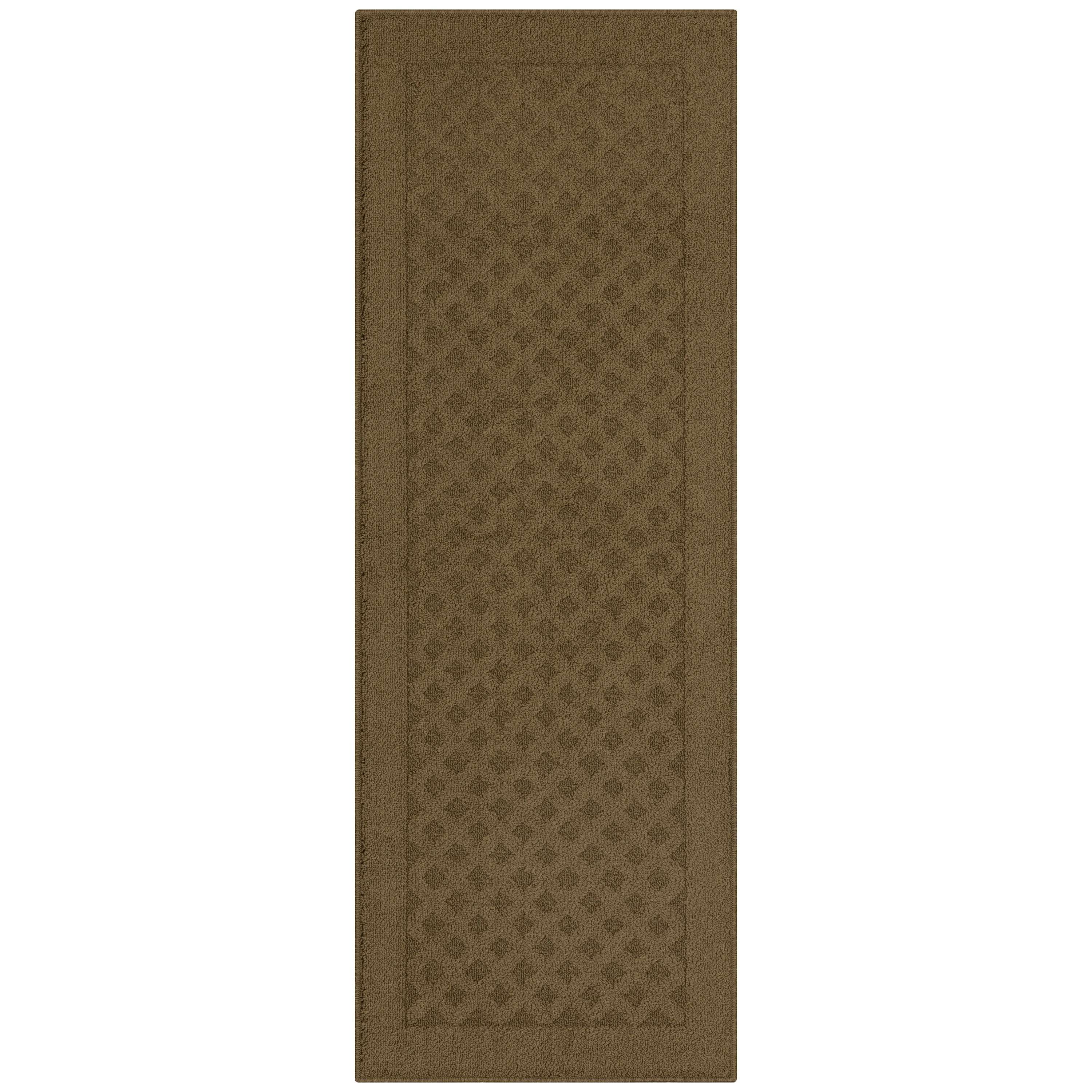 Mainstays Dylan Solid Diamond Indoor Runner Rug, Brown, 1'9"x5', Skid ...