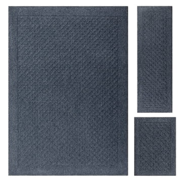 Mainstays Dylan Solid Diamond Olefin Black Indoor Rug Set, 3-Piece ...