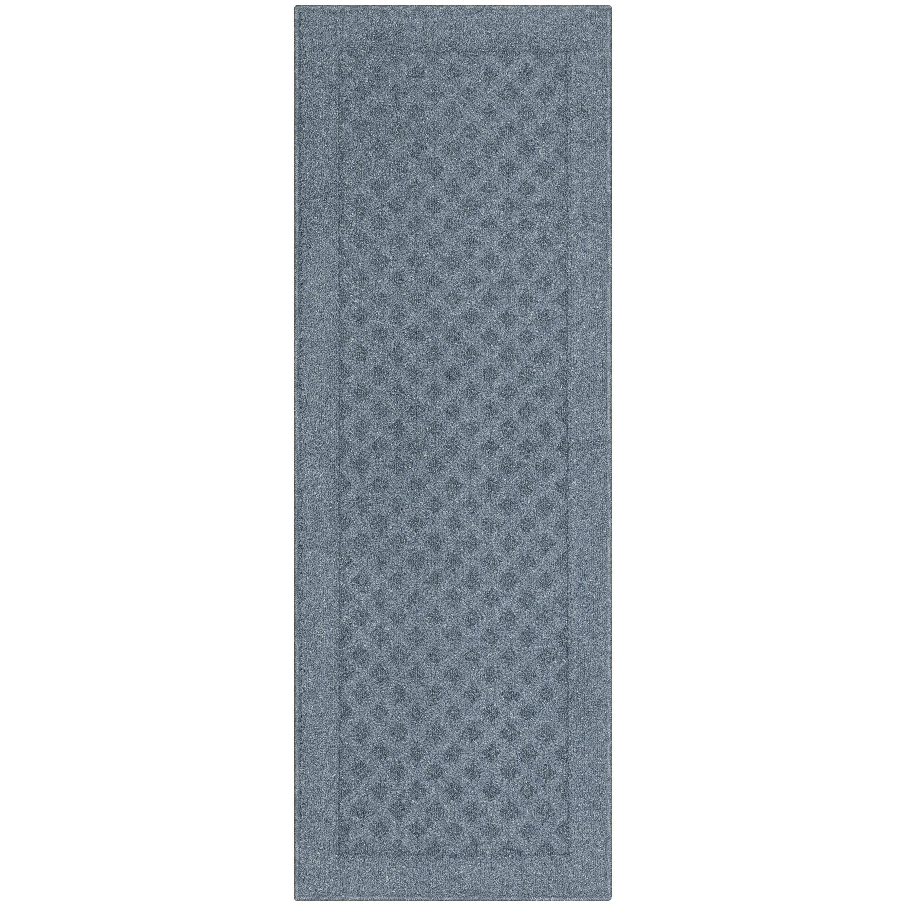 Mainstays Dylan Solid Diamond Olefin Navy Blue Indoor Runner Rug, 1'9 ...