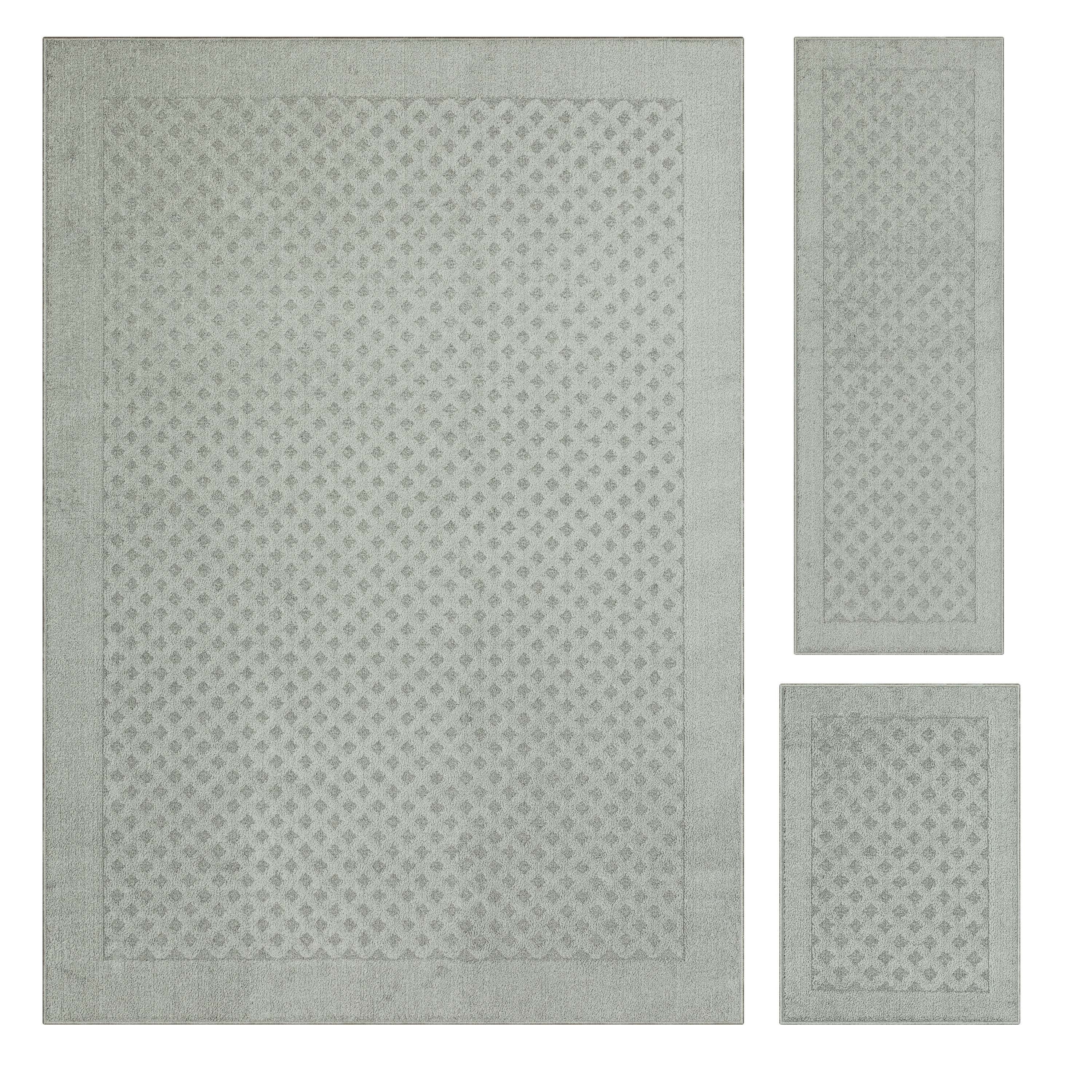 Mainstays Dylan Solid Diamond Olefin Pewter Gray Indoor Area Rug Set, 3 ...
