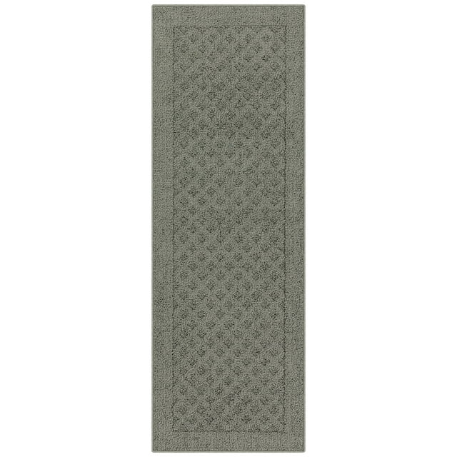 Mainstays Dylan Solid Diamond Olefin Pewter Gray Indoor Runner Rug, 1'9 ...