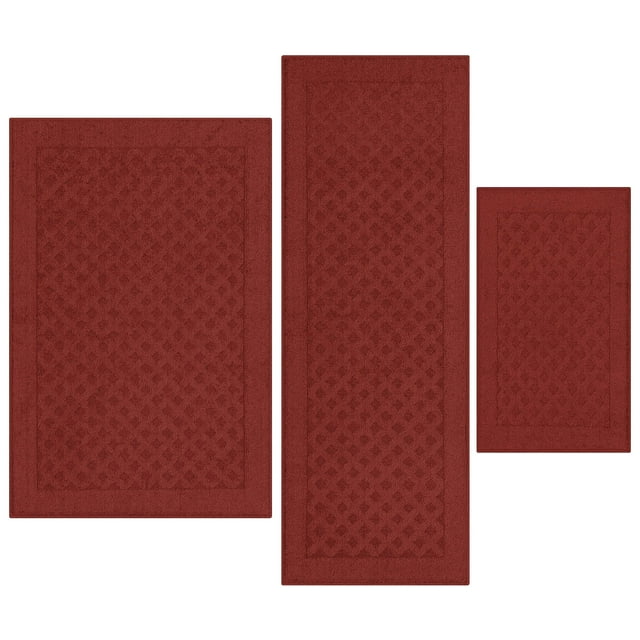 Mainstays Dylan Solid Diamond Olefin Red Indoor Rug Set, 3-Piece Accent ...