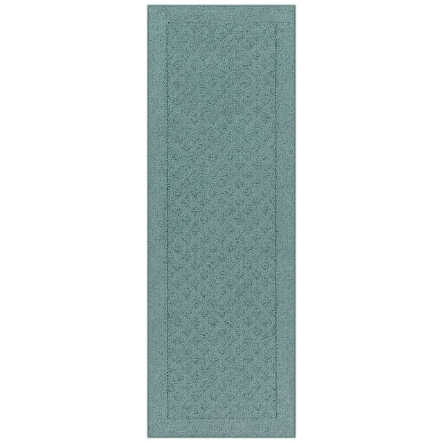 Mainstays Dylan Solid Diamond Traditional Teal Blue Indoor Runner Rug ...