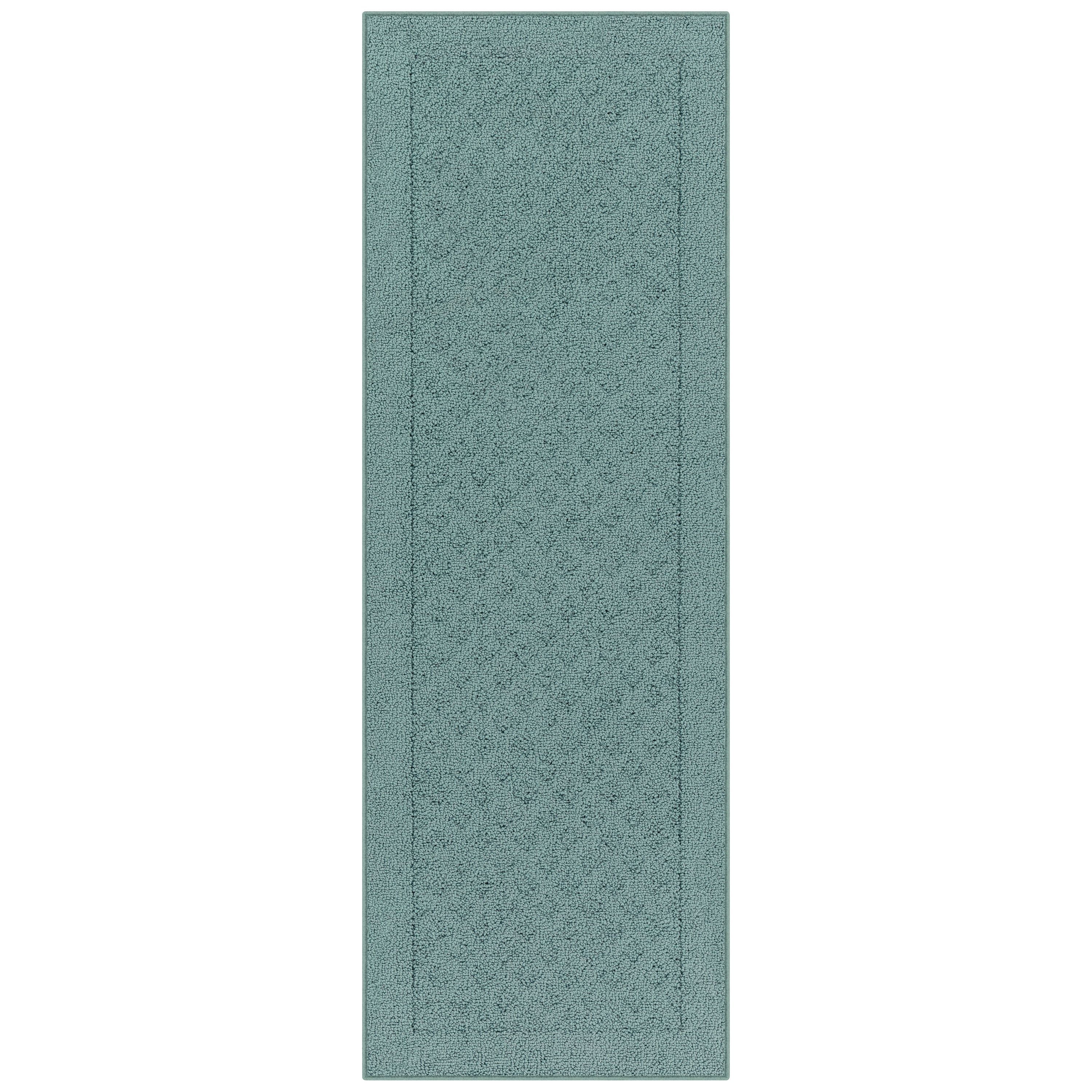 Mainstays Dylan Solid Diamond Traditional Teal Runner Rug, 1'8"x5 ...