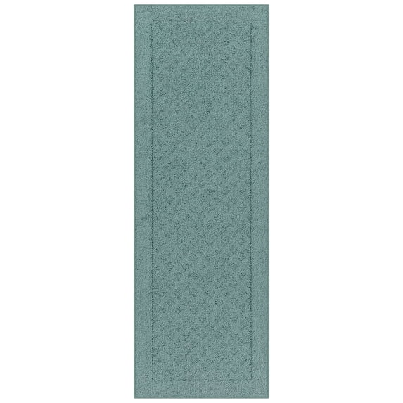 Mainstays Dylan Solid Diamond Traditional Teal Runner Rug, 1'8