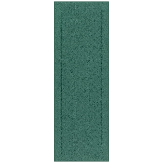 Mainstays Dylan Solid Diamond Traditional Teal Runner Rug, 1'9" x 5 ...