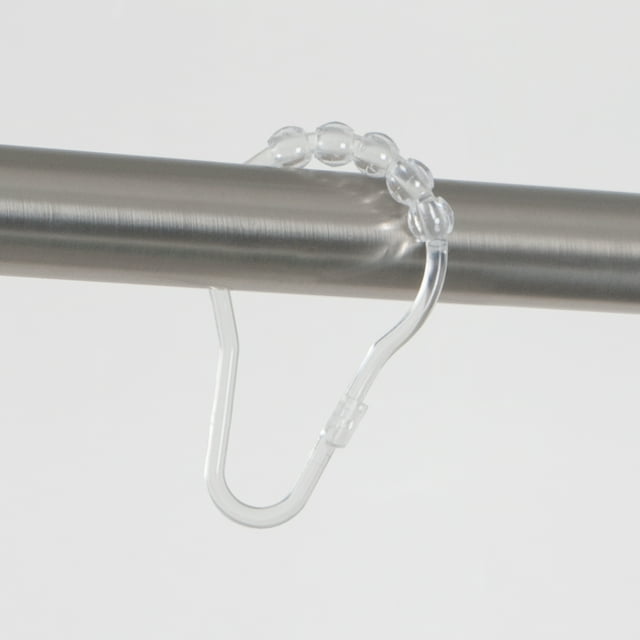 Mainstays Easy Glide Plastic Shower Curtain Hooks, Clear, Set of 12 ...