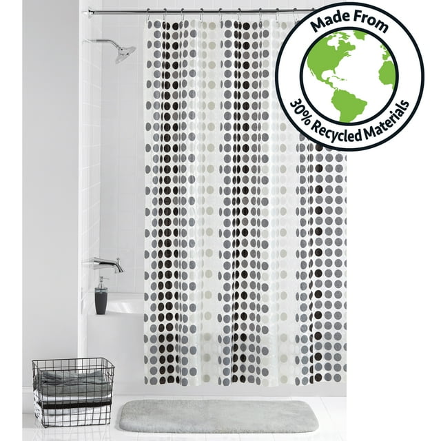 Mainstays Eco-friendly Odette Waterproof Recycled PEVA Shower Curtain ...