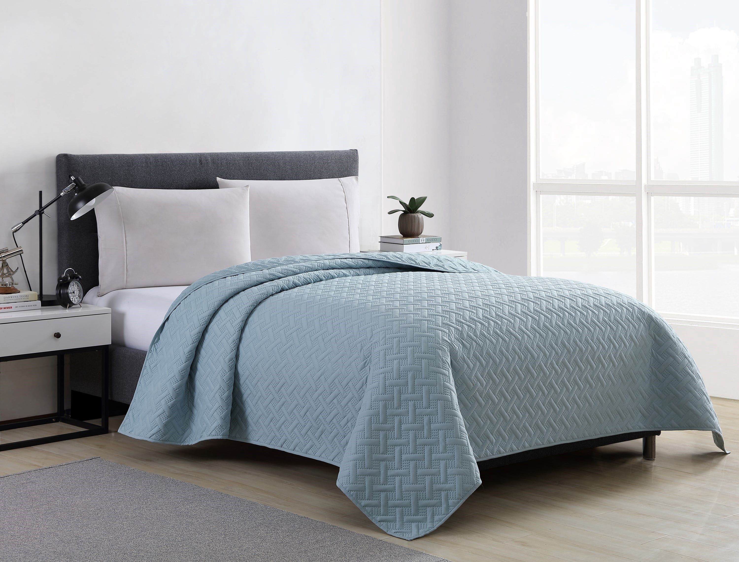 Mainstays Emma Solid Basket-Weave Quilt, Shams Sold Separately ...