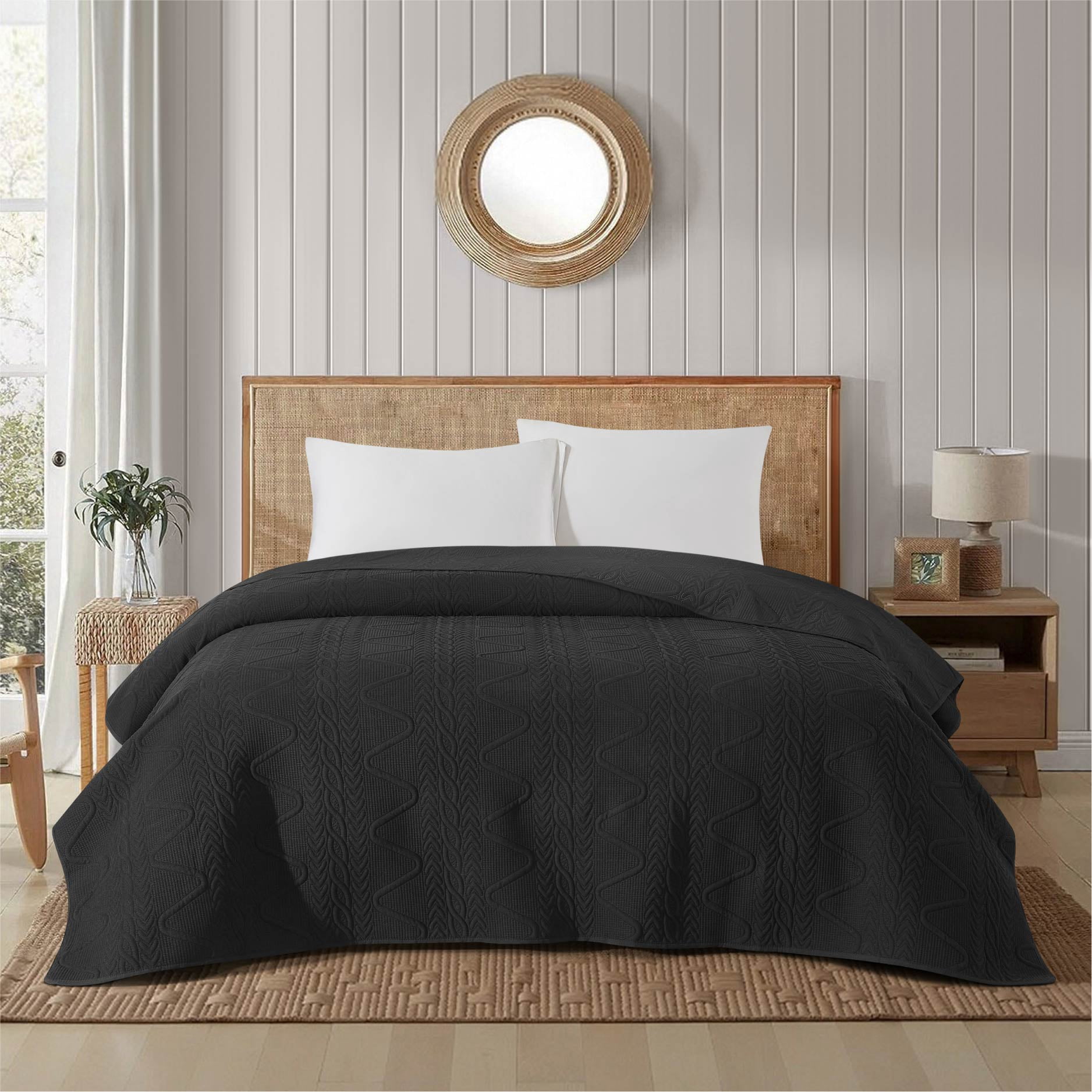 Mainstays Stitched Corded Quilt, Black, King Bedding - Walmart.com