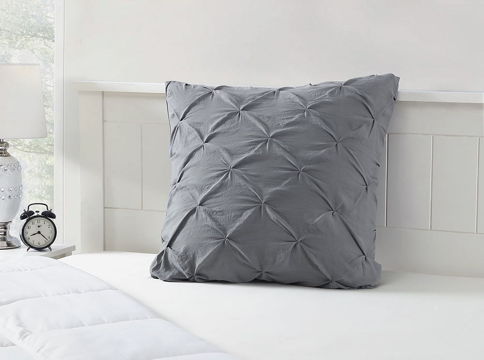 Mainstays Euro Microfiber Pintuck Pleat Pillow Sham, Grey, 26"x26 ...