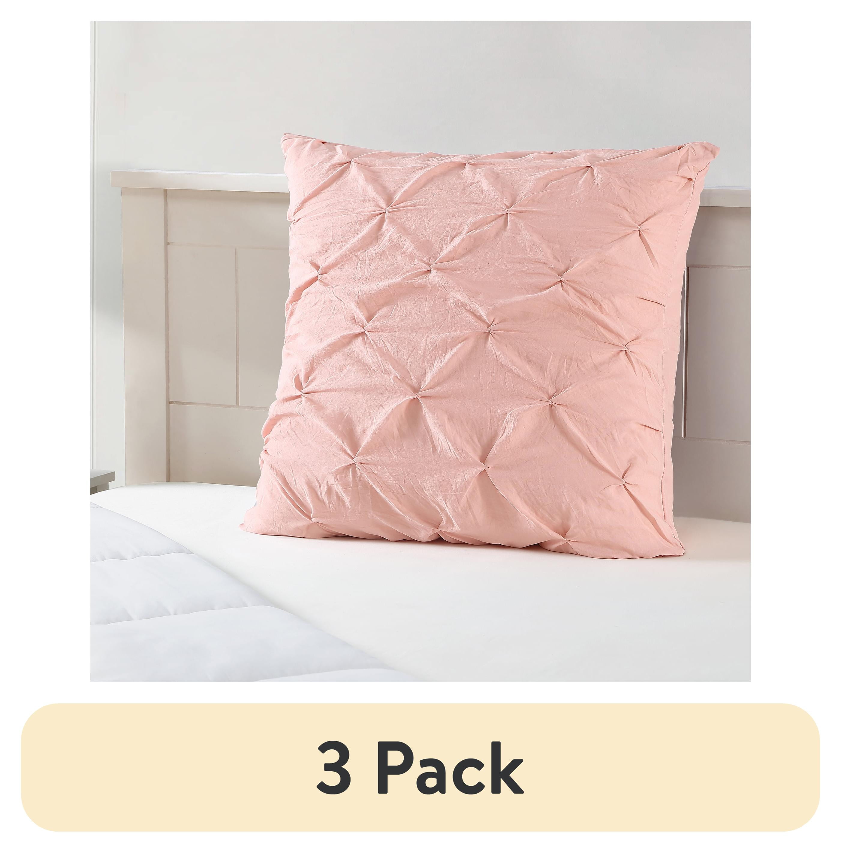 (3 pack) Mainstays Euro Microfiber Pintuck Pleat Pillow Sham, Pink, 26 ...