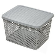 Your Zone Square Stacking Bin Plastic, Gray Flannel, Set of 4 - Walmart.com