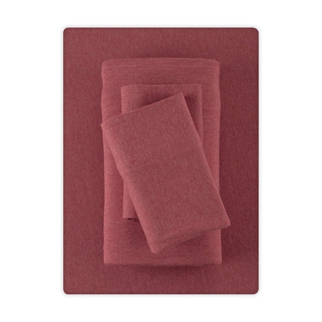 Mainstays Extra Soft Adult Jersey Bed Sheet Set, Queen, Red Sedona, 4 ...