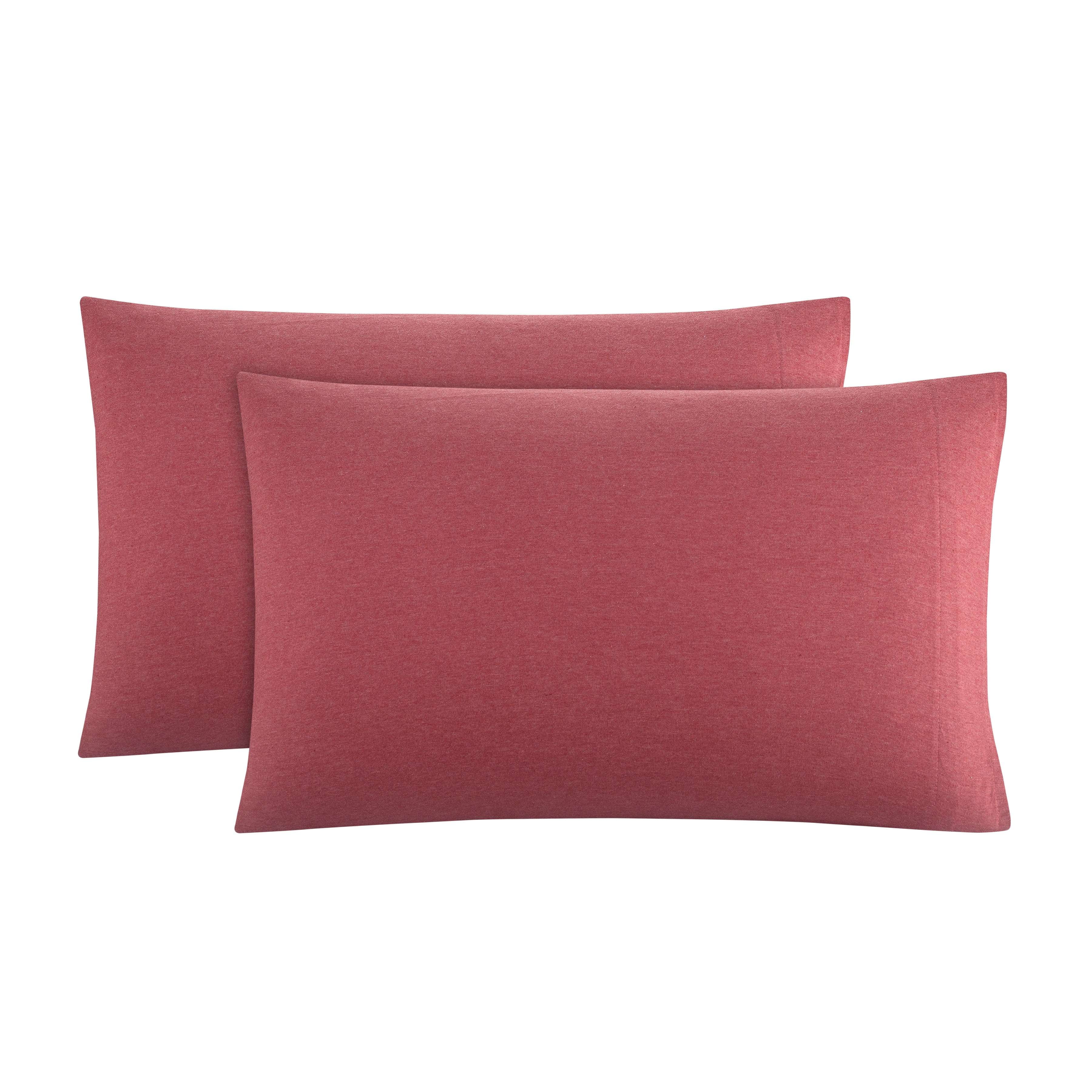 Mainstays Extra Soft Jersey Pillowcase Set, Standard Queen, Red Sedona ...