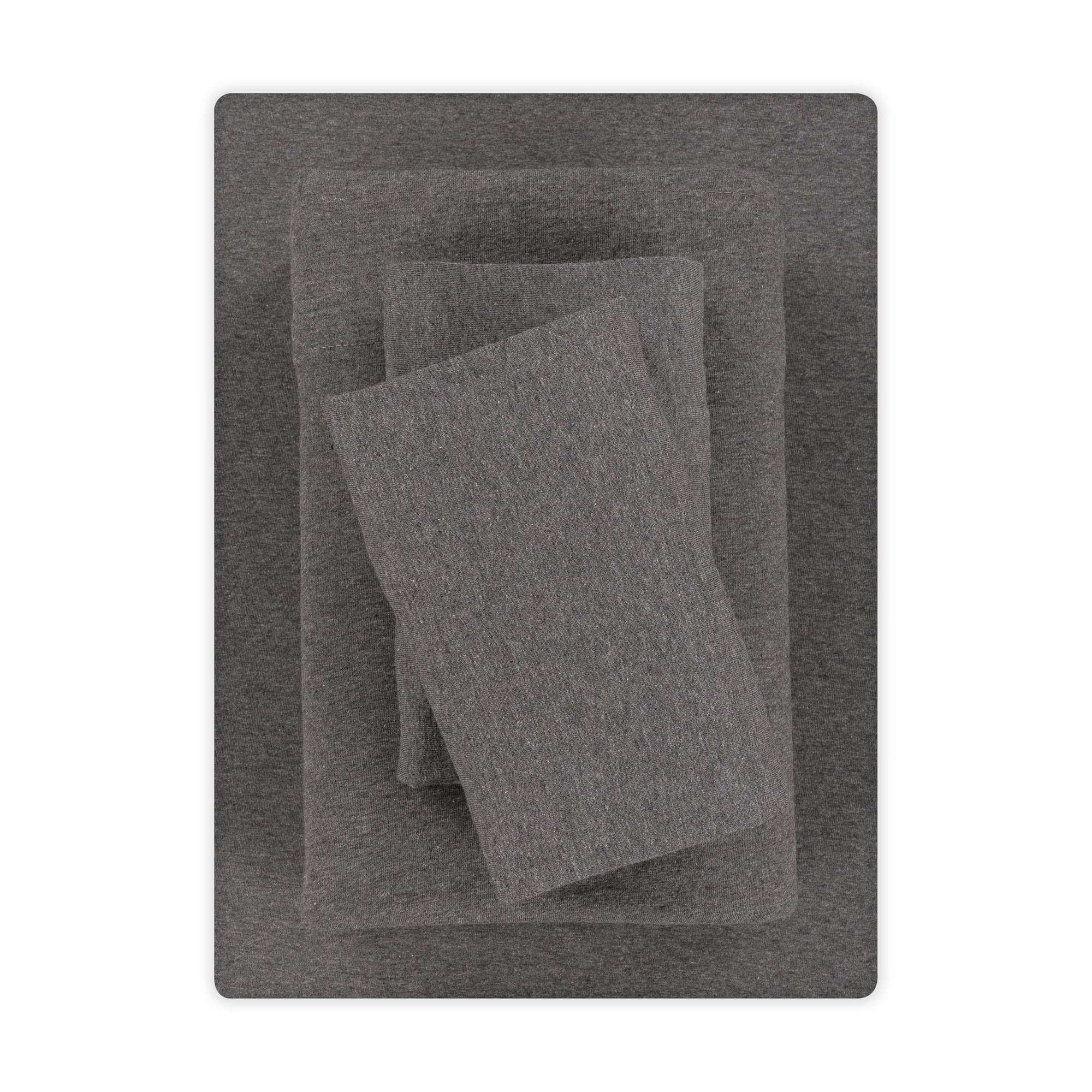 Mainstays Extra Soft Jersey Bed Sheet Set, Queen, Charcoal, 4 Pieces ...