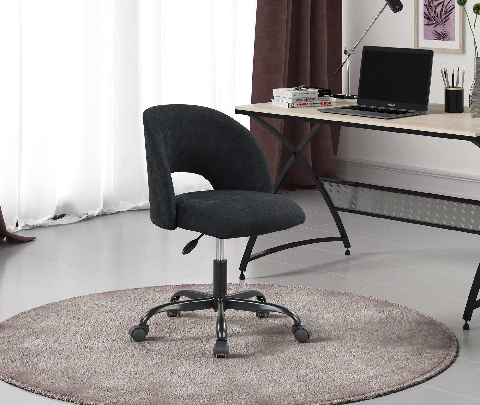 Mainstays Fabric Upholstered Open Back Office Chair with Textured ...