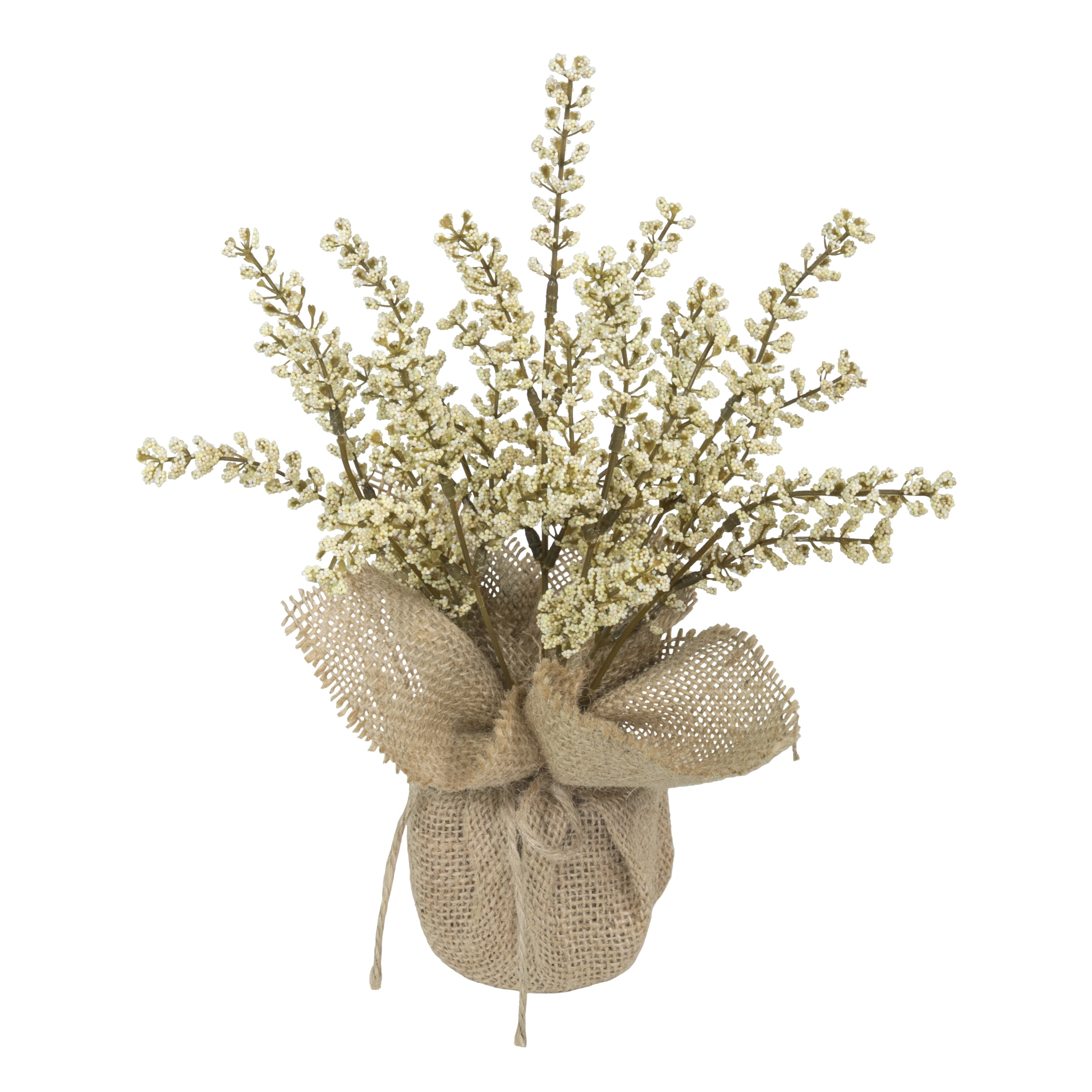Mainstays Fall 11 inch Faux Heather Greenery Plant in Burlap Pot for ...