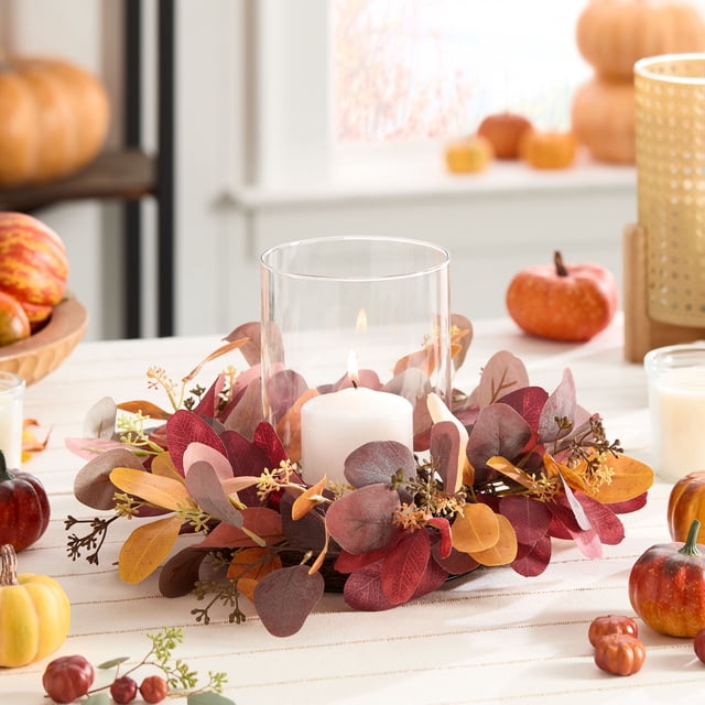 Mainstays Fall Eucalyptus Pillar Hurricane Candle Holder - Walmart.com