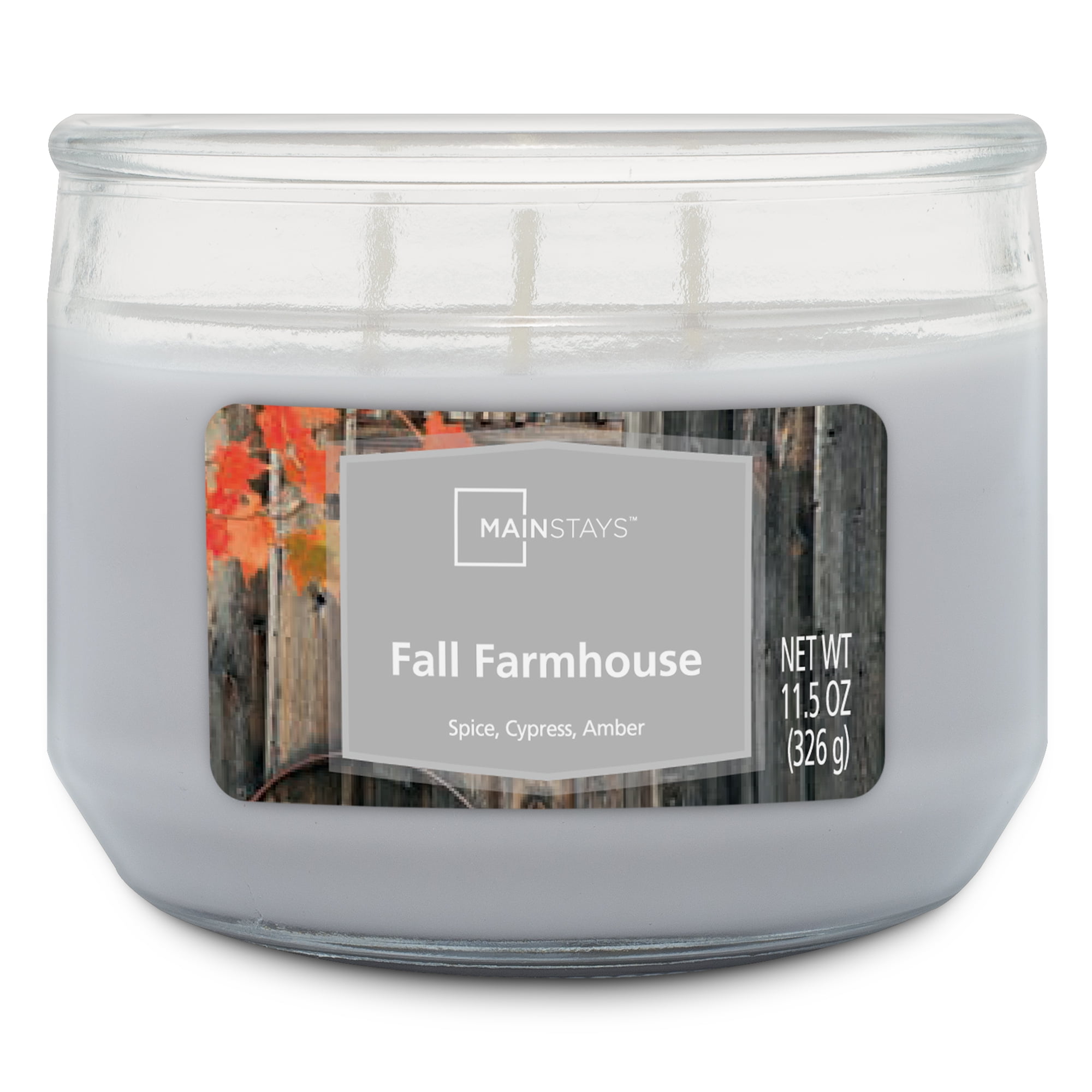 Mainstays Fall Farmhouse 3 Wick Candle 11.5 oz Scented Candle with ...