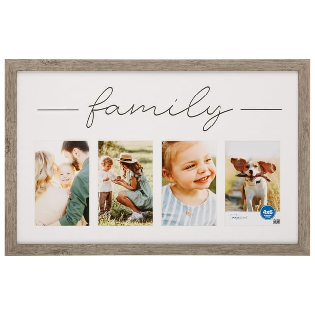 Mainstays Farmhouse 4x6 "Family" Collage Picture Frame, Holds 4 Photos ...