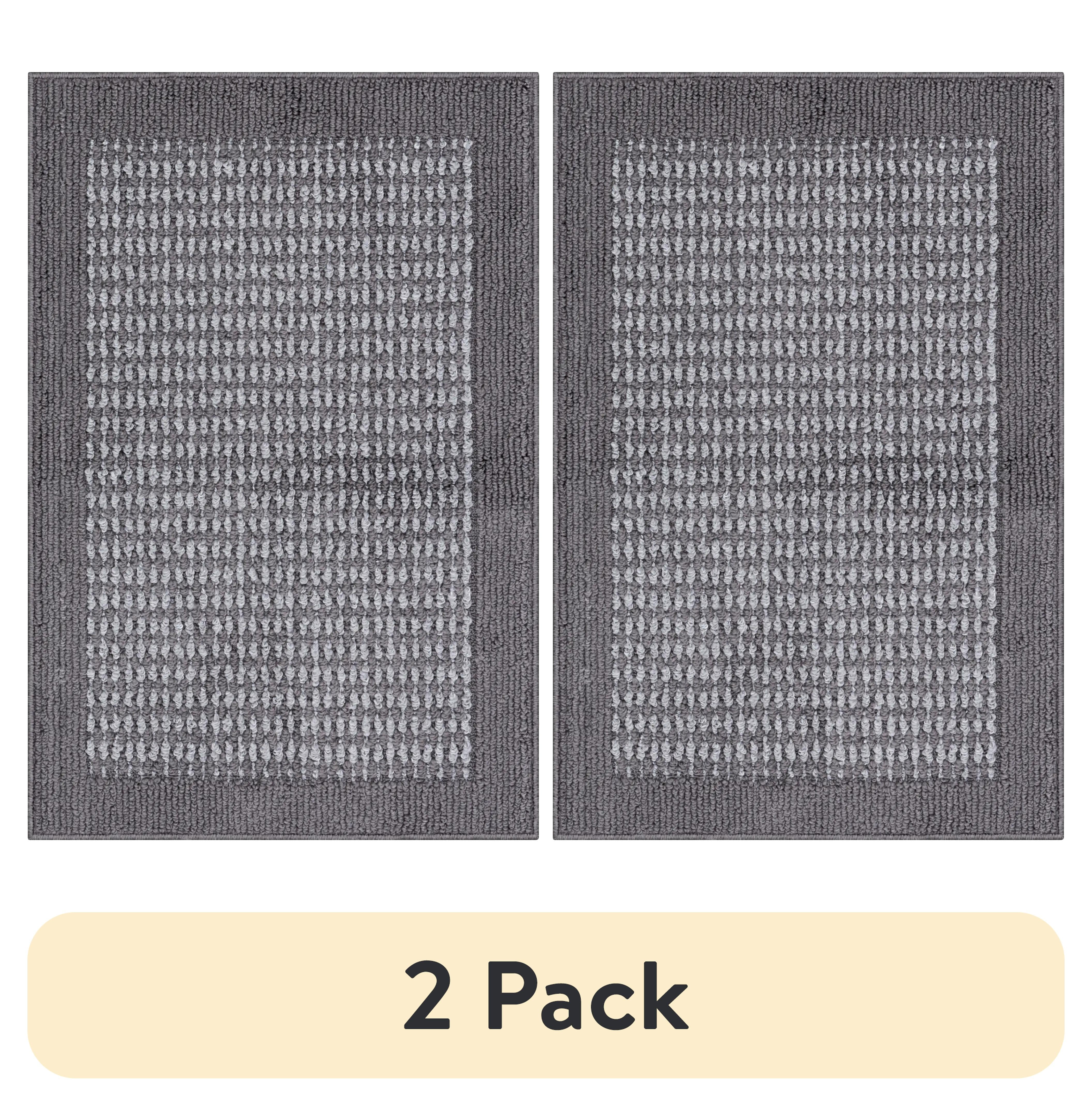 (2 pack) Mainstays Farmhouse Faux Sisal Olefin Gray Border Indoor ...