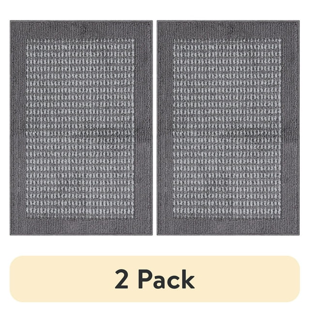 (2 pack) Mainstays Farmhouse Faux Sisal Olefin Gray Border Indoor ...