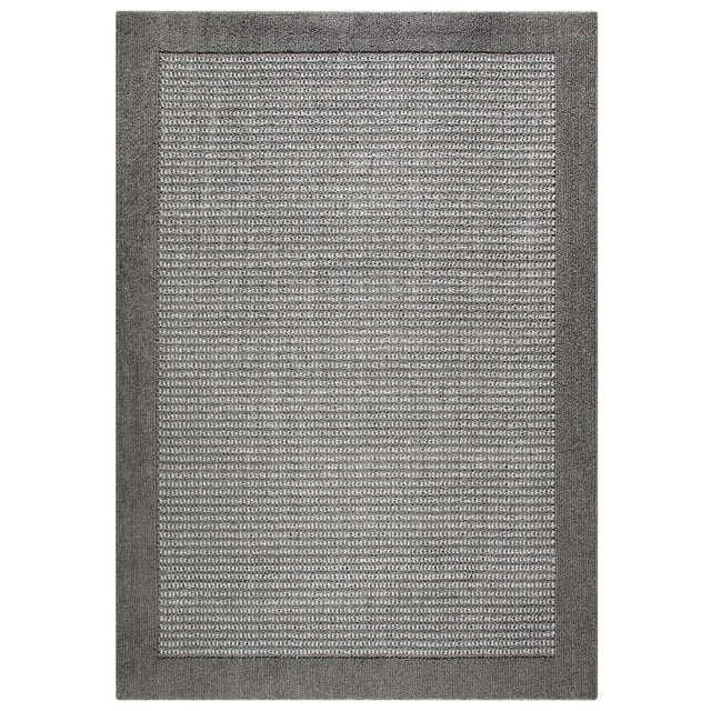 Mainstays Farmhouse Faux Sisal Olefin Gray Border Indoor Area Rug, 5' x ...