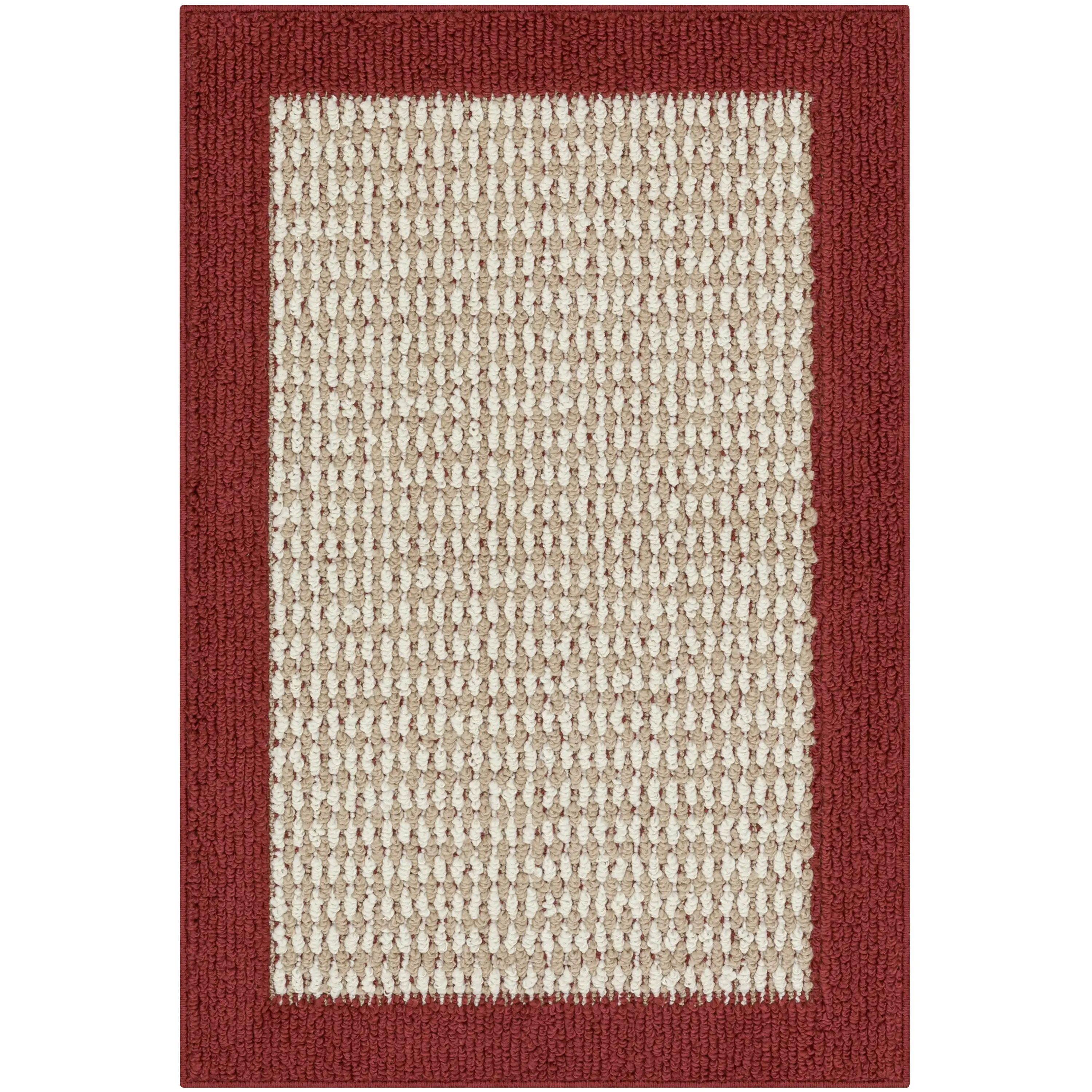 Mainstays Farmhouse Faux Sisal Olefin Red Border Indoor Accent Rug, 1'8 ...