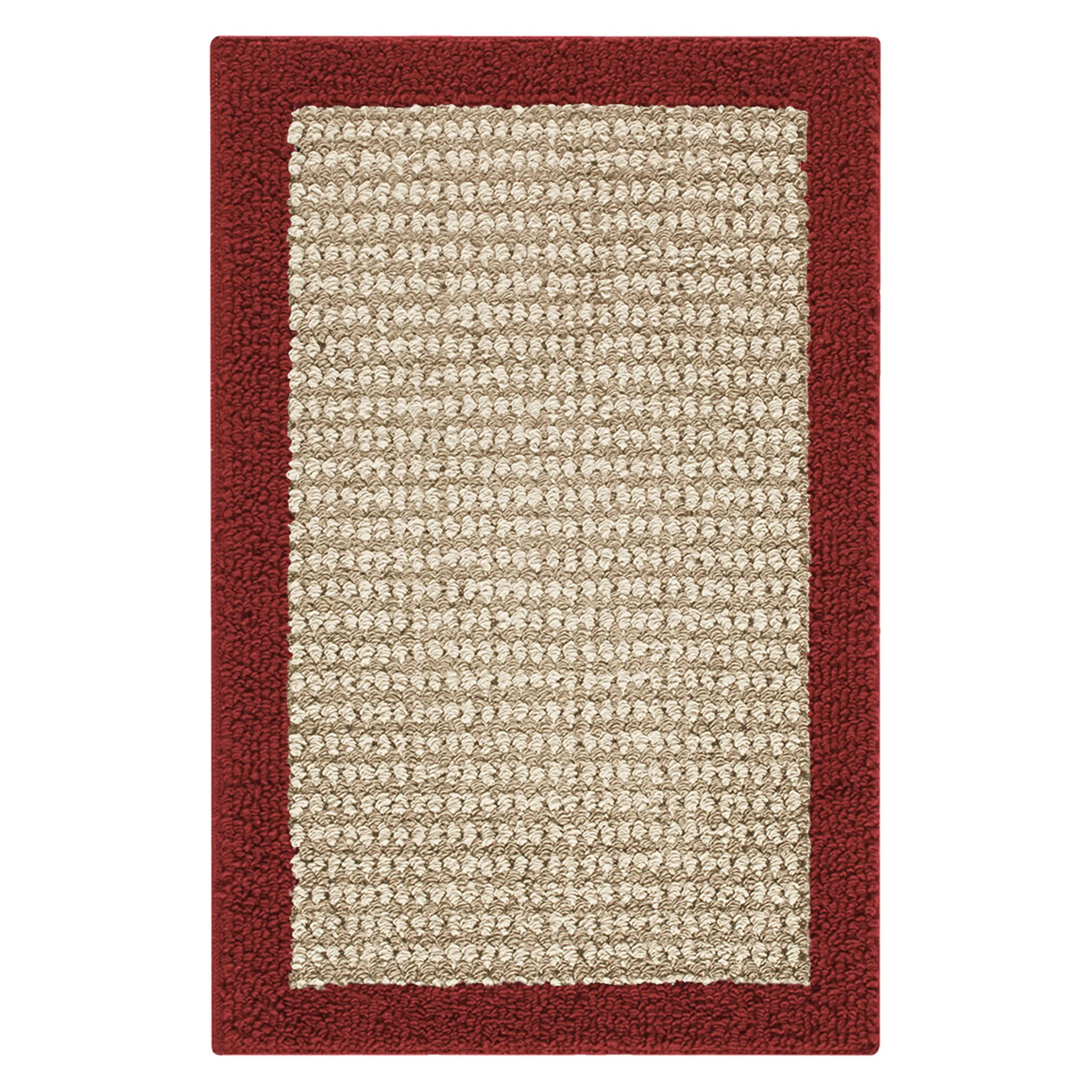 Mainstays Farmhouse Faux Sisal Olefin Red Border Indoor Accent Rug, 2'6 ...