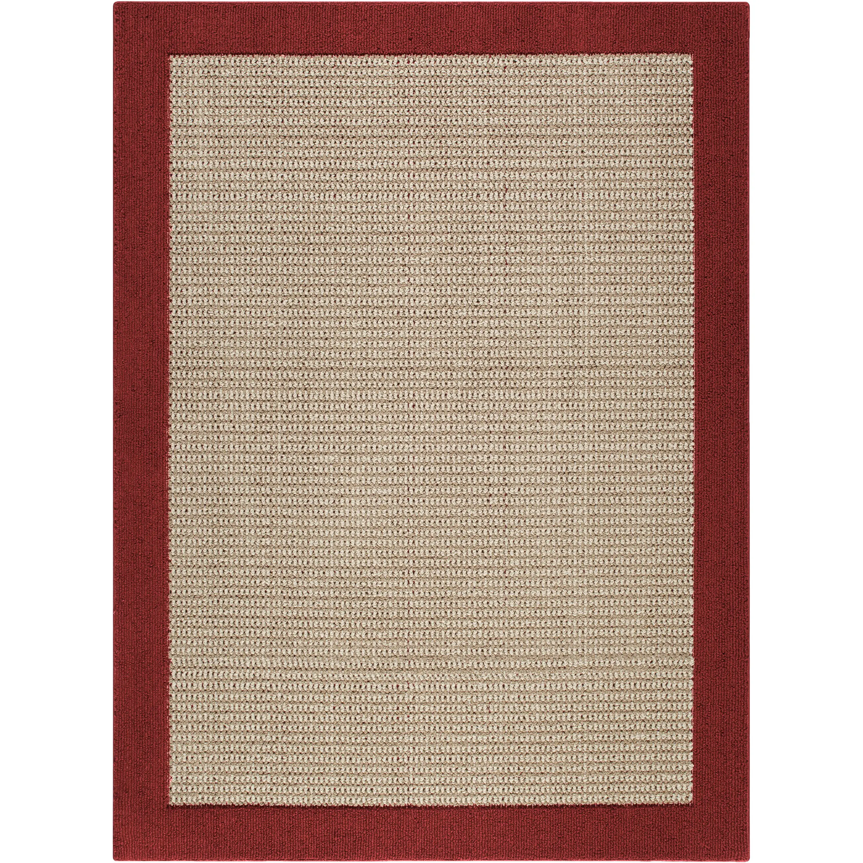 Mainstays Farmhouse Faux Sisal Olefin Red Border Indoor Area Rug, 5' x ...