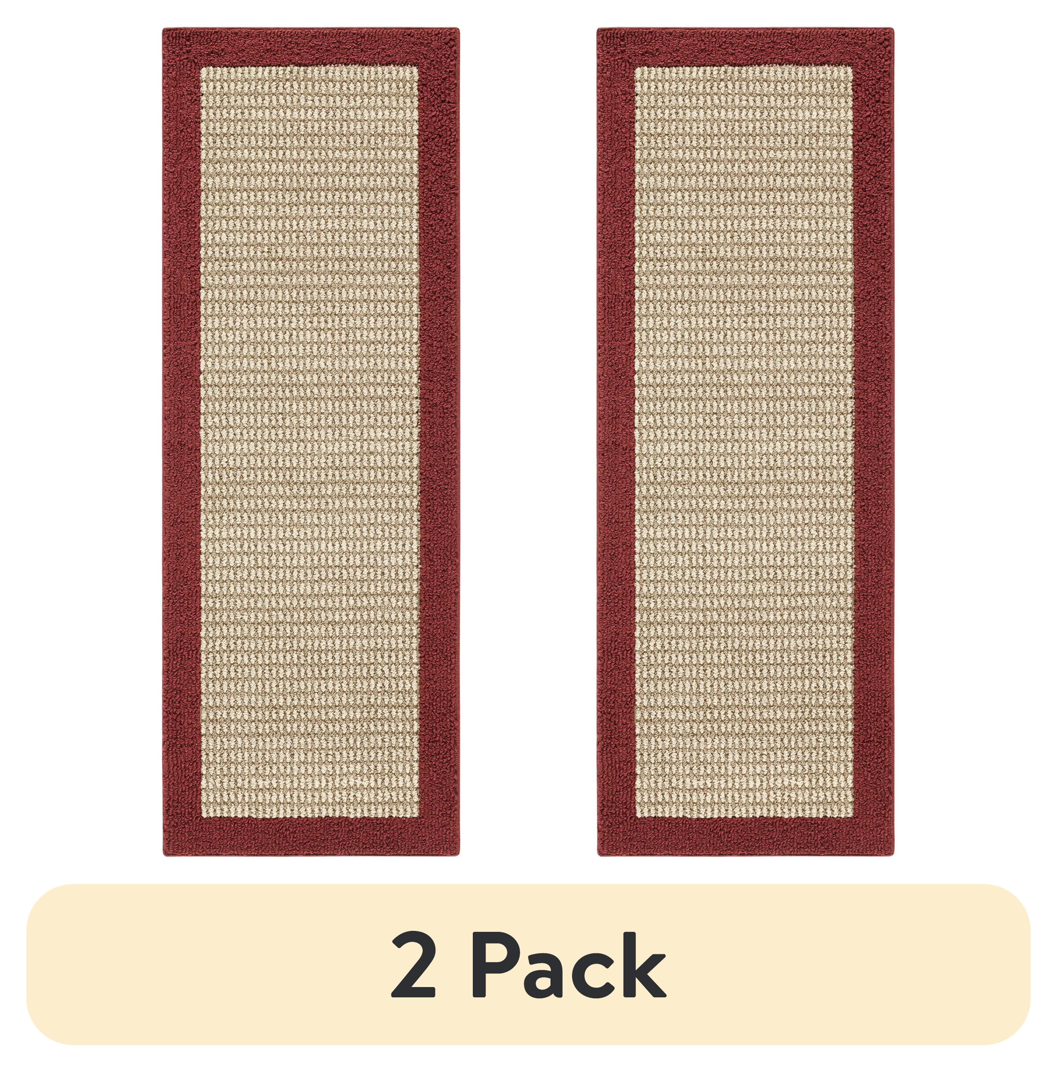 (2 pack) Mainstays Farmhouse Faux Sisal Olefin Red Border Indoor Runner ...