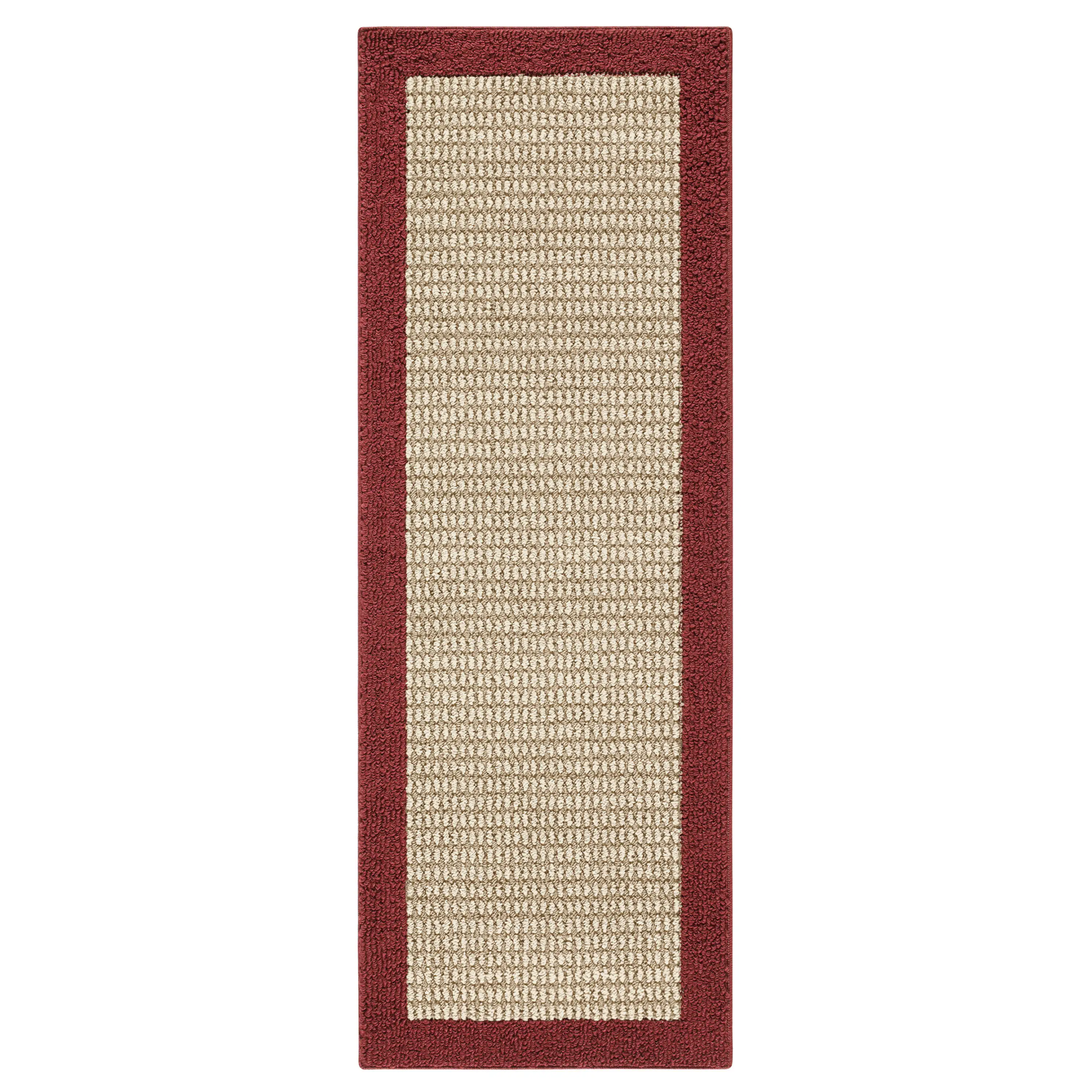 Mainstays Farmhouse Faux Sisal Olefin Red Border Indoor Runner Rug, 1'9 ...