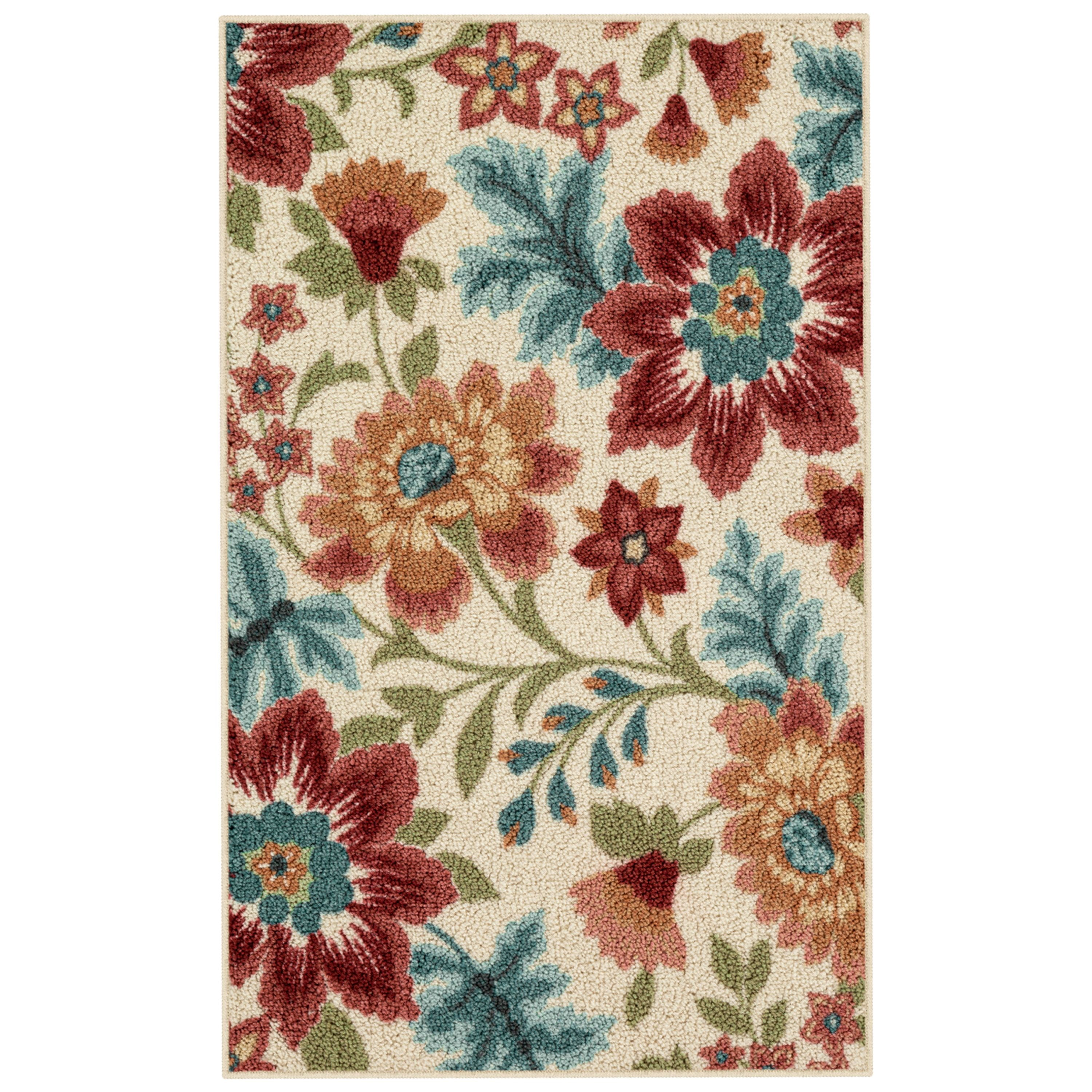 Mainstays Farmhouse Oversized Floral Cream Indoor Accent Rug, 1'8"x2'10 ...