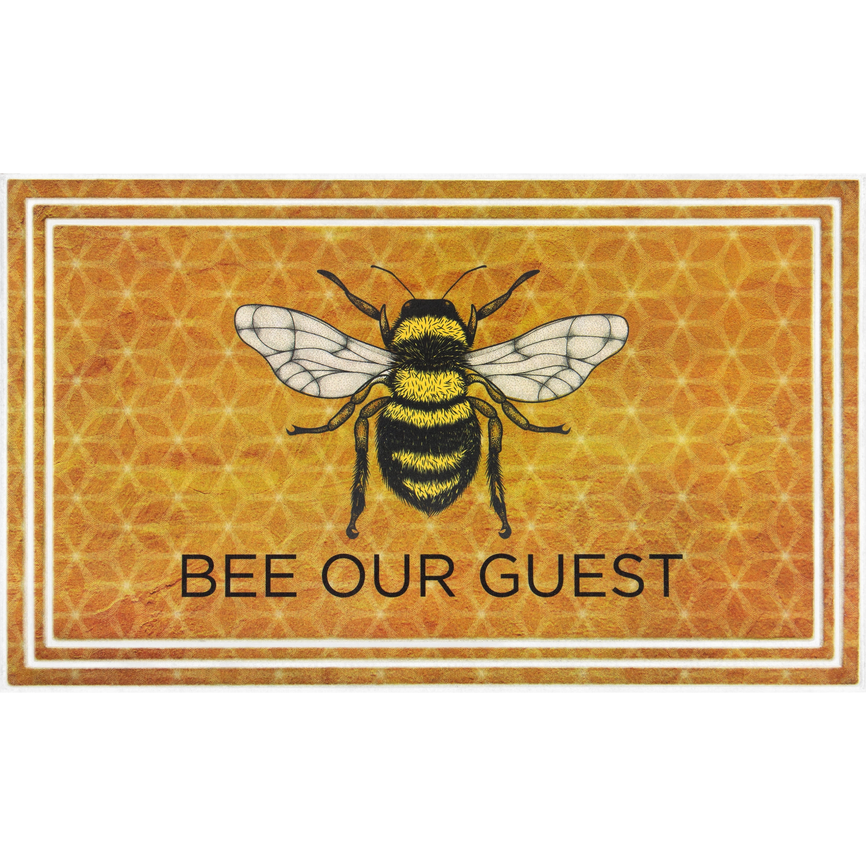 Mainstays Deluxe Bee Our Guest Doormat 1.5 x 2.5 Recycled Rubber Indoor ...