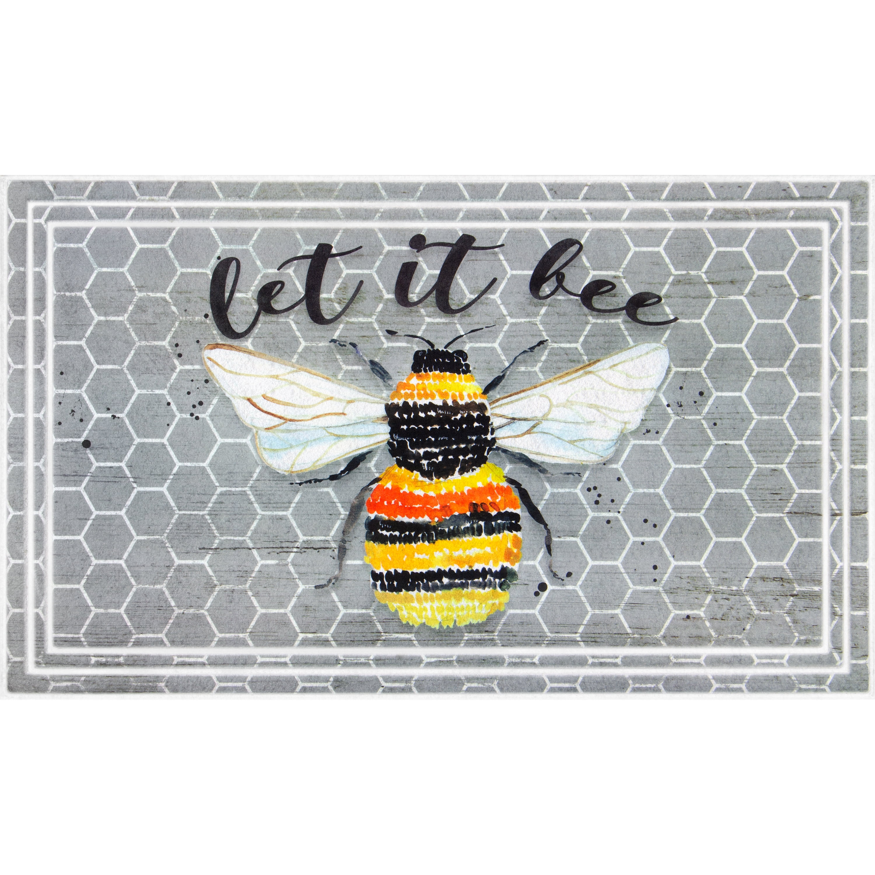 Mainstays Deluxe Let It Bee Indoor Outdoor Doormat 1.5' x 2.5' Recycled ...