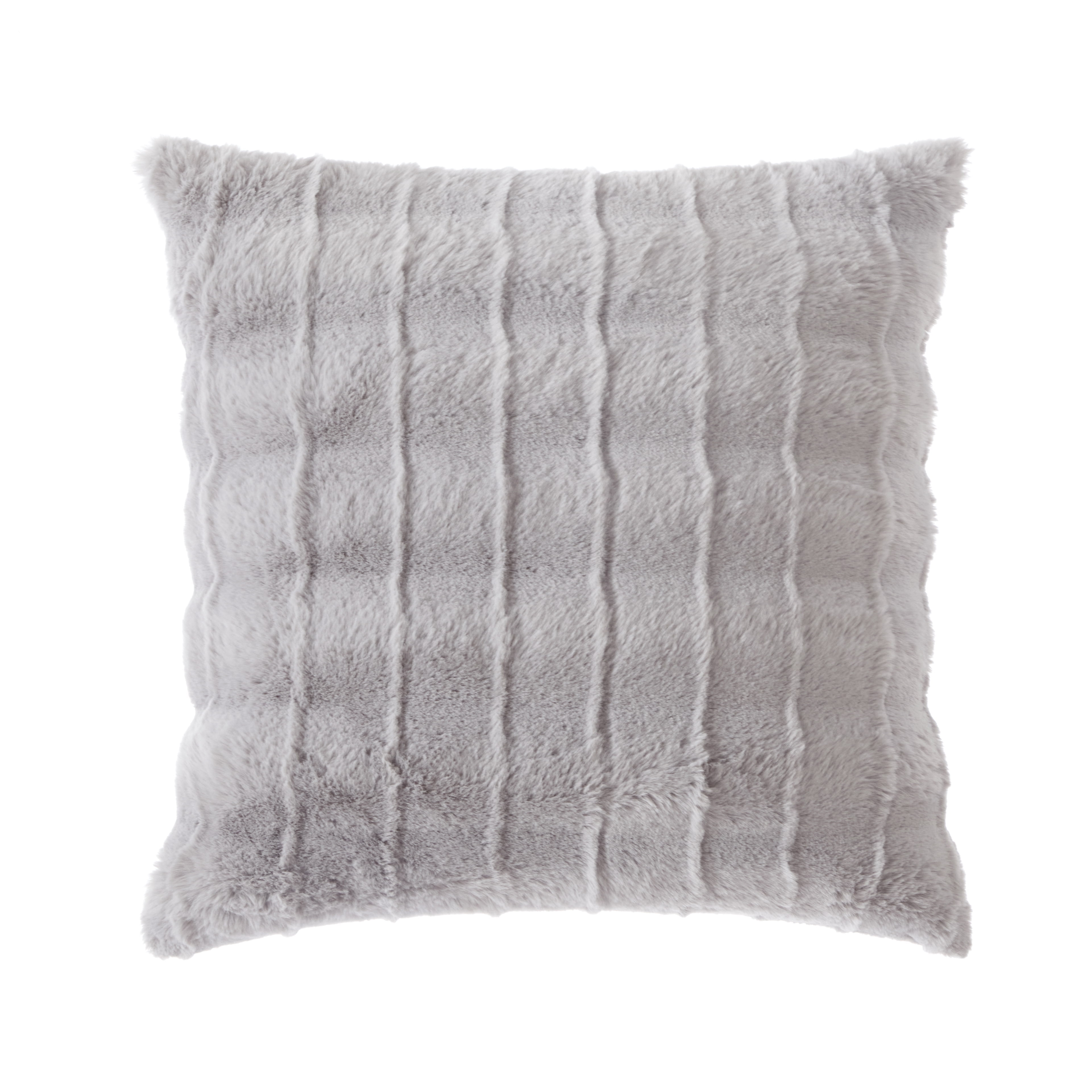 Mainstays Faux Fur Decorative Pillow Grey 19x19 Soft Polyester Elegant ...
