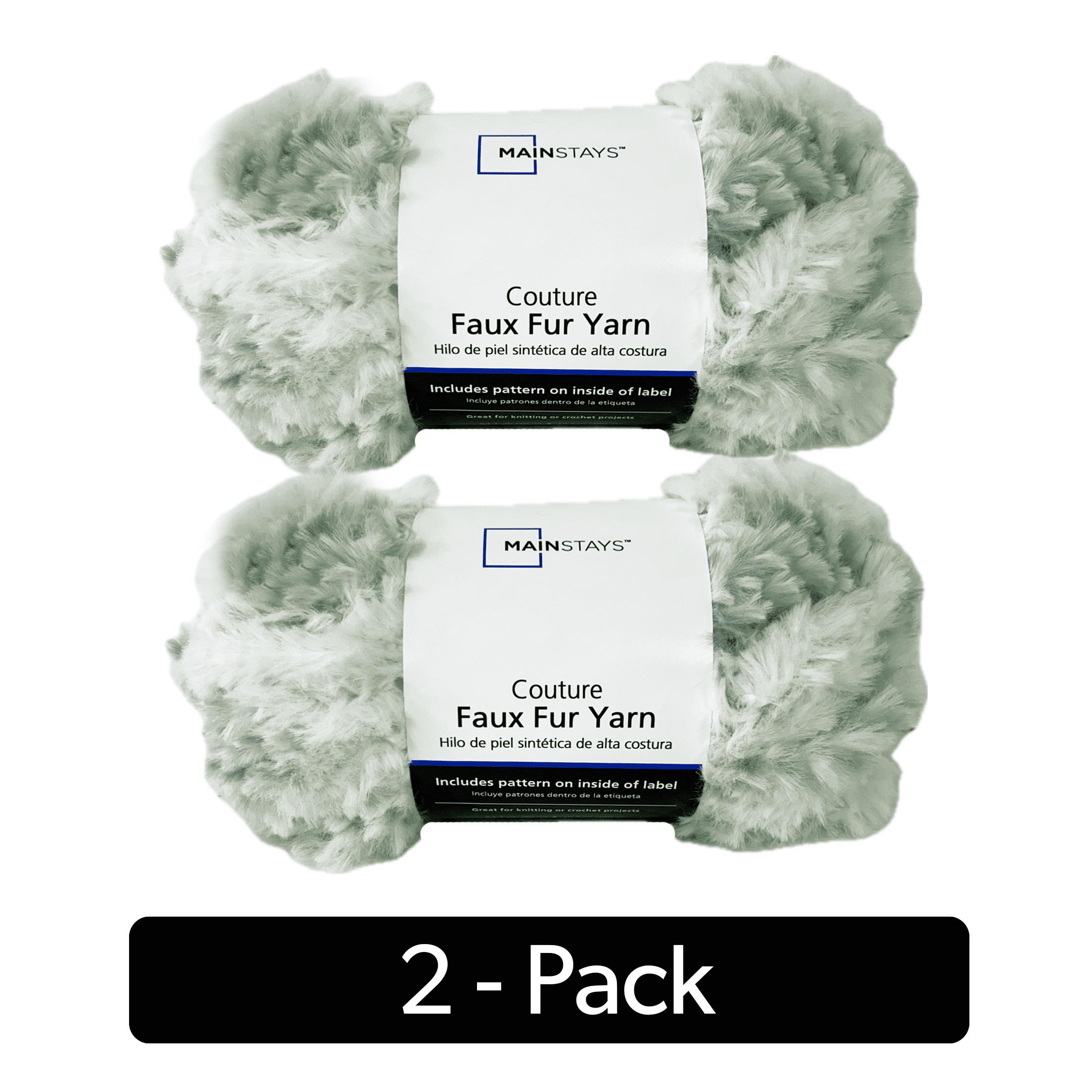 Mainstays Faux Fur Couture Yarn, 54 yd, Light Green, 100% Polyester ...