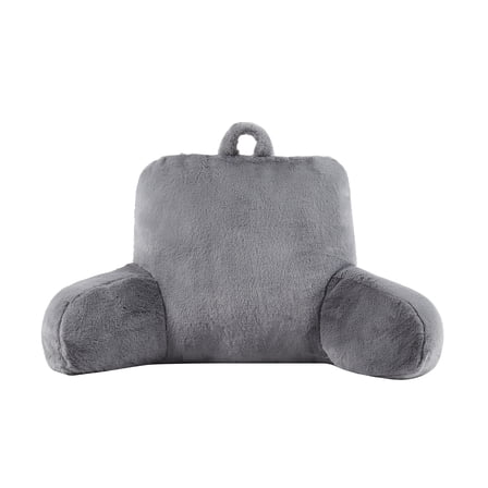 Mainstays Faux Fur Plush Bedrest Pillow, Specialty Size, Gray, Single ...