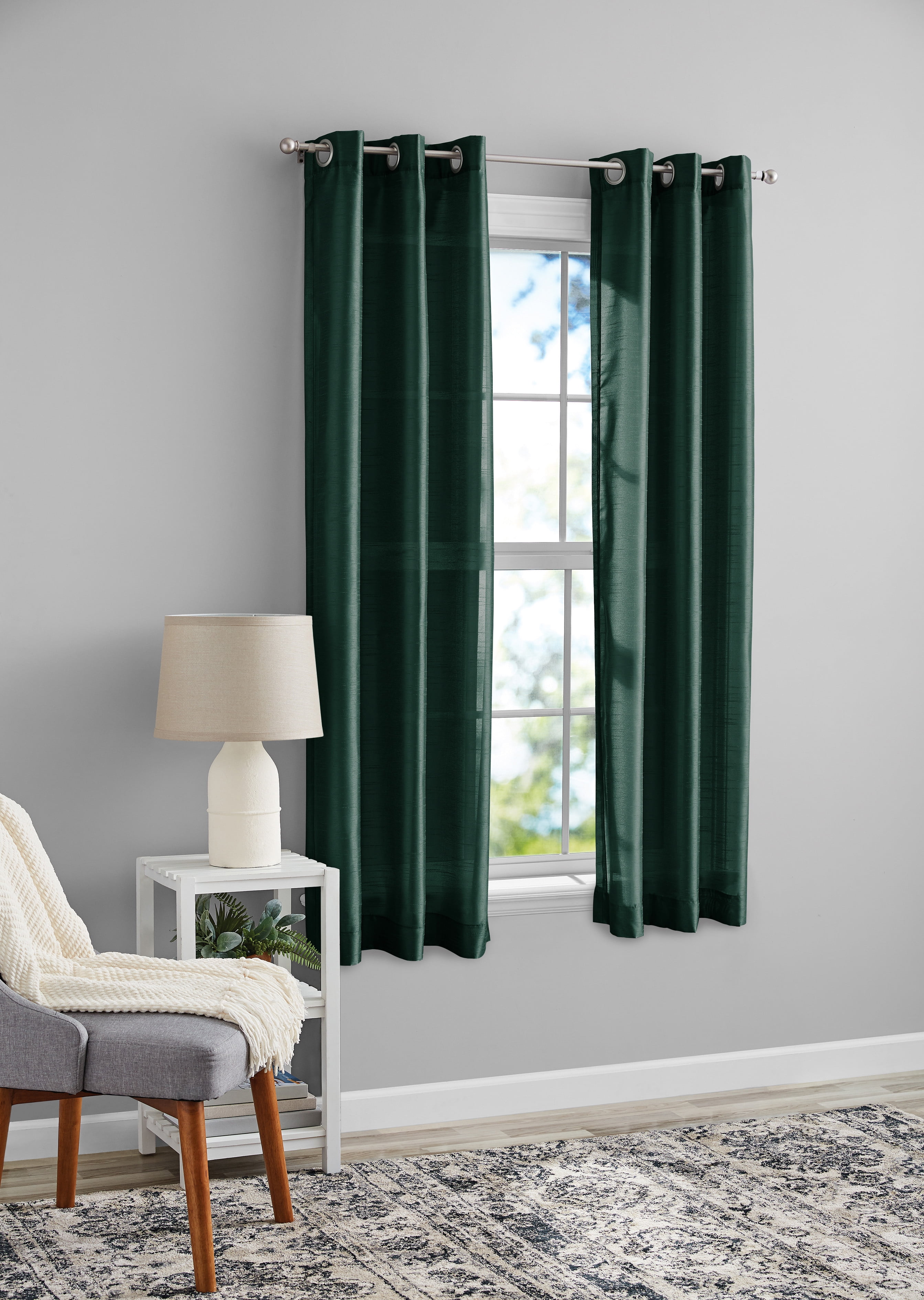 Mainstays Faux Silk Textured Solid Color Light Filtering Grommet ...