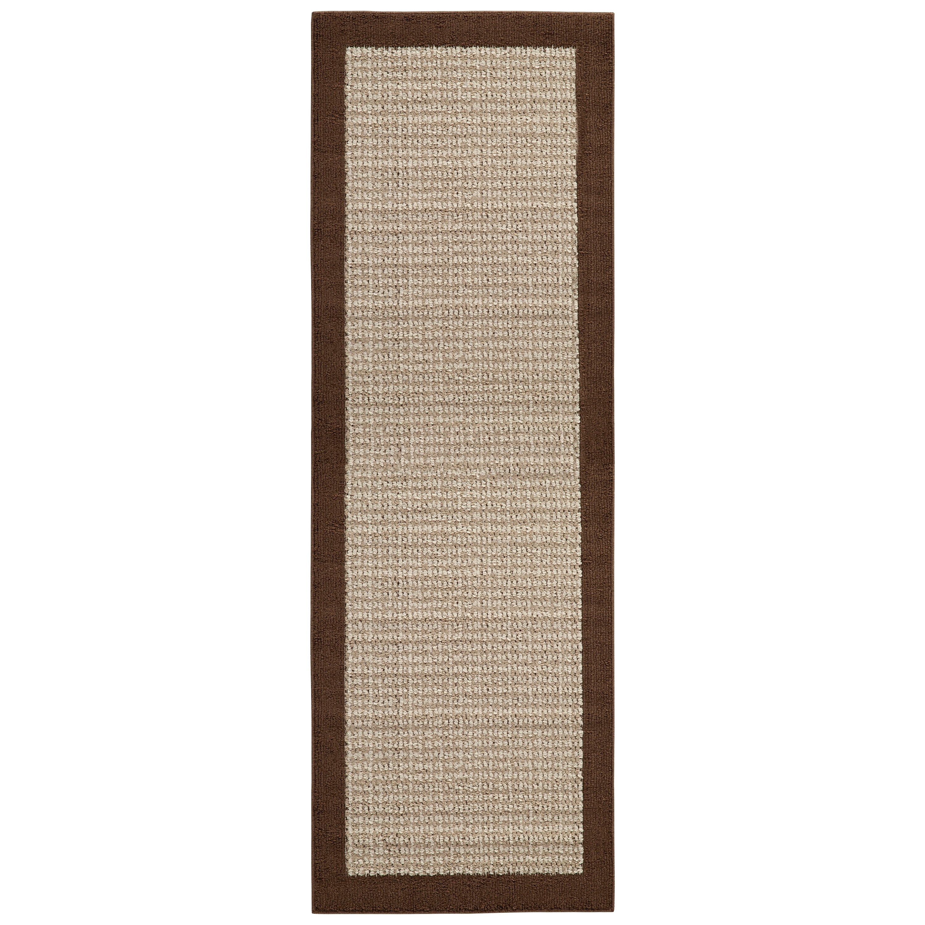 Mainstays Farmhouse Faux Sisal Border Runner Rug, Brown, 2'6" x 8 ...