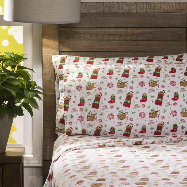 Mainstays Flannel Sheet Set Sloth Queen - Walmart.com