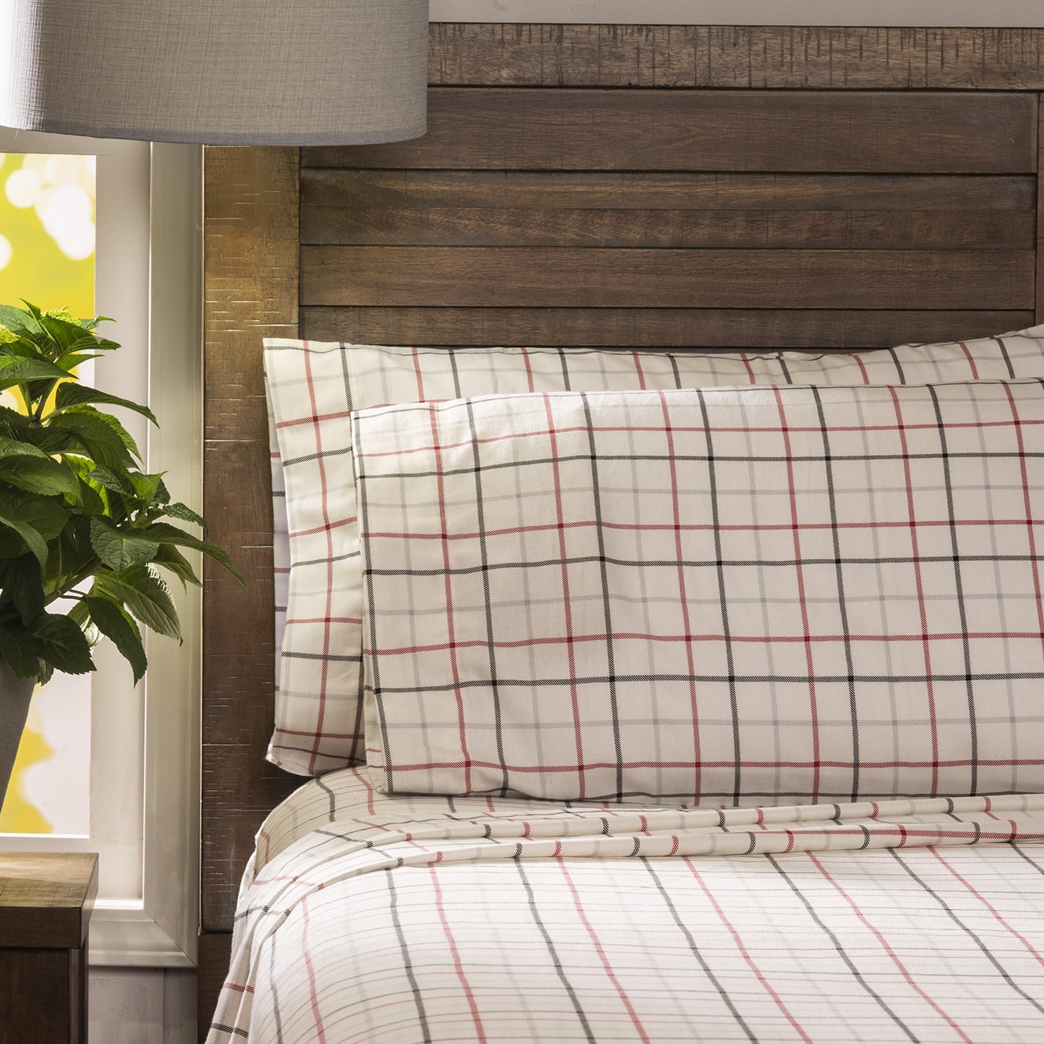 Mainstays Flannel Sheet Set Windowpane Plaid King - Walmart.com