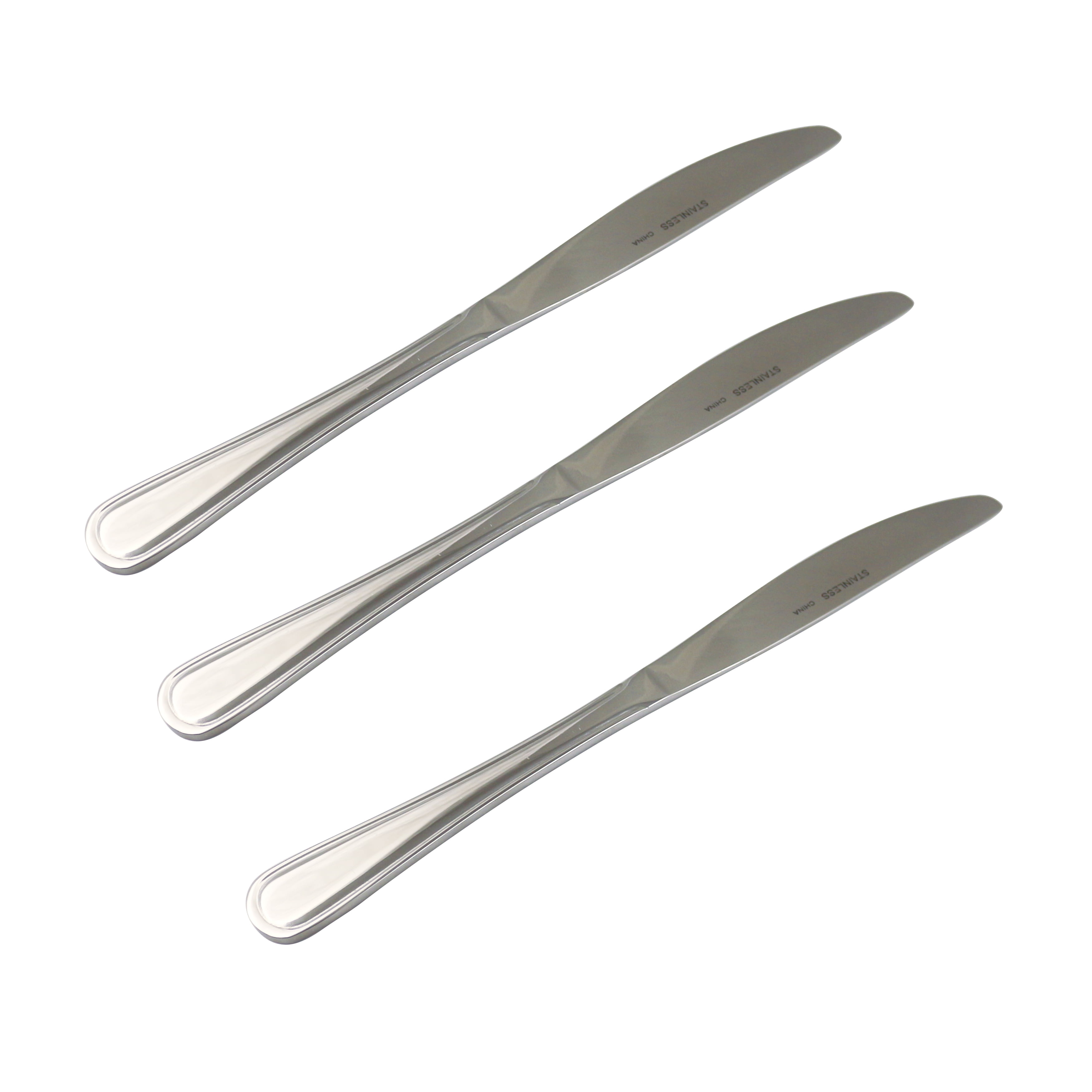 Mainstays Fleetline Stainless Steel Adult Dinner Knife, 3 Piece Set ...