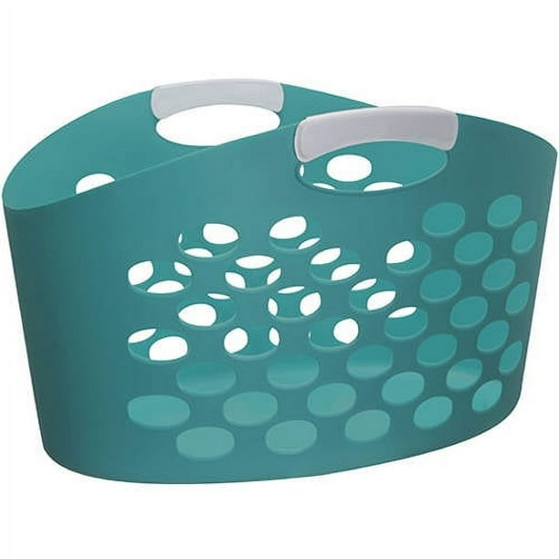 Mainstays Flex Oval 2 Bushel Hamper, Teal - Walmart Business Supplies