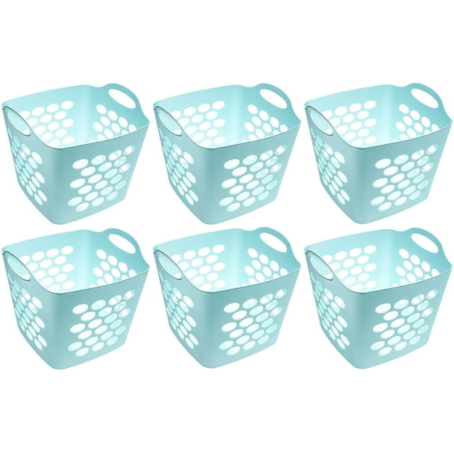 Mainstays Flexible Plastic Laundry Basket, Aqua Sparkle, 6 Pack ...