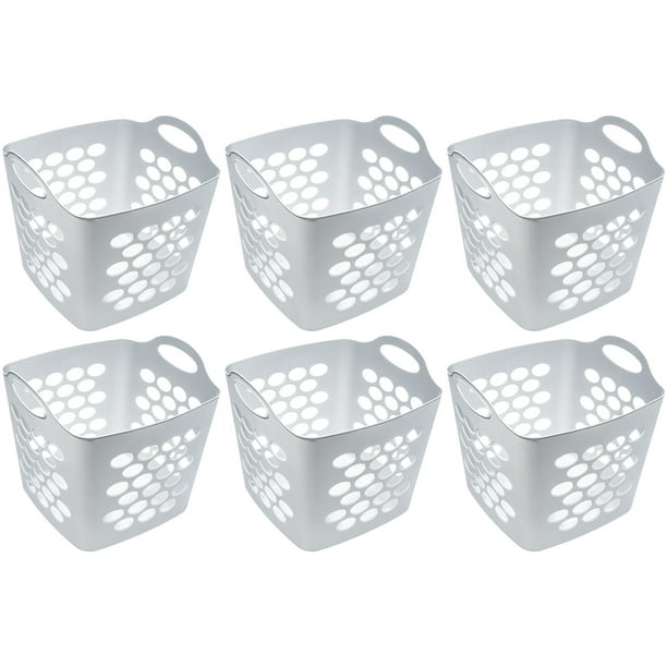 Mainstays Flexible Plastic Laundry Basket, Soft Silver, 6 Pack ...