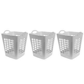 Mainstays Laundry Hamper Black 2.6 Bushel Rolling Open-Top Plastic with ...